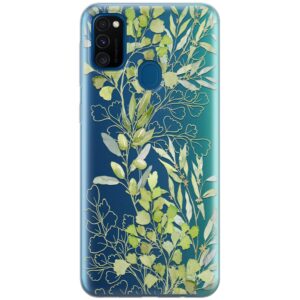 Cavka Phone Case Compatible with Samsung Galaxy A73 A72 5G A71 A54 A52 A42 A34 A32 A14 A11 Lightweight Olive Leaves Shockproof Plants Flexible Botanical Fern Green Herbs Cell Protective Print Floral