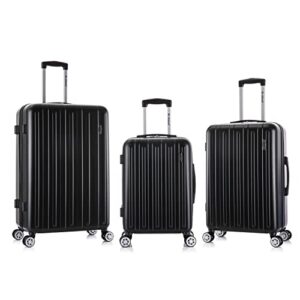 rockland paris hardside luggage with spinner wheels, black, 3-piece set (20/24/28)