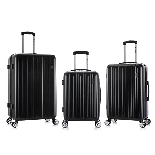 Rockland Paris Hardside Luggage with Spinner Wheels, Black, 3-Piece Set (20/24/28)