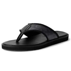 coach men's signature flip flop, charcoal/black, 9