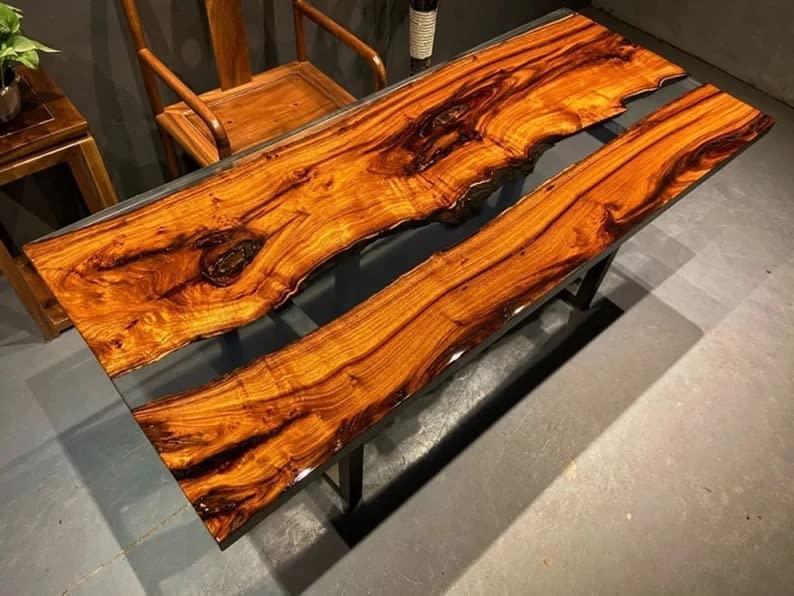 Personalized LARGE EPOXY TABLE, Resin Dining Table for 2, 4, 6, 8 River Dining Table Top, Wood Epoxy Coffee Table Top, Living Room Table (without Stand, 24 x 12inches)