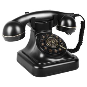 retro landline telephone, sentno 1960's vintage corded dial phone classic old fashion telephones wired desk telephone for office and home (black)