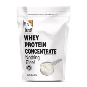 it's just! - 100% whey protein concentrate, made in usa, premium wpc-80, no added flavors or artificial sweeteners (original/unflavored, 20oz)