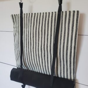 Classroom Door Curtain Black and White Ticking Stripe