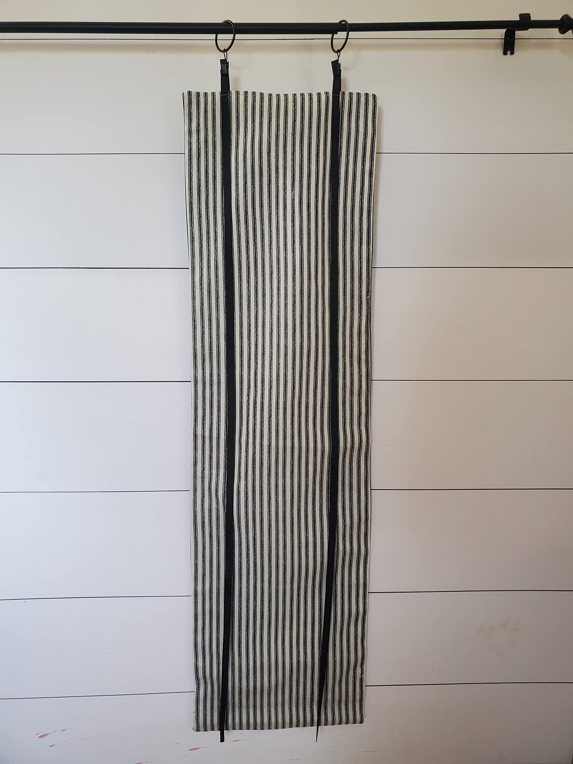 Classroom Door Curtain Black and White Ticking Stripe