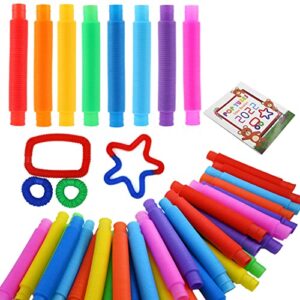 30 pack pop tubes sensory toys, connectable and extendable fidget toys for stress relief, party favors for kids, treasure box toys for classroom prizes,last day of school gifts for kids