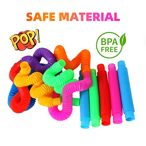 30 Pack Pop Tubes Sensory Toys, Connectable and Extendable Fidget Toys for Stress Relief, Party Favors for Kids, Treasure Box Toys for Classroom Prizes,Last Day of School Gifts for Kids