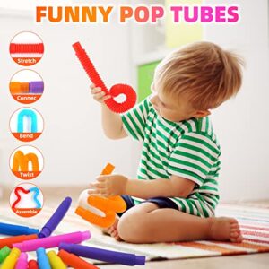 30 Pack Pop Tubes Sensory Toys, Connectable and Extendable Fidget Toys for Stress Relief, Party Favors for Kids, Treasure Box Toys for Classroom Prizes,Last Day of School Gifts for Kids