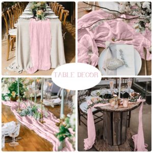 6 Pieces Blush Cheesecloth Table Runner 10 Ft Baby Pink Table Runner Gauze for Boho Rustic Wedding Arch, Baby and Bridal Shower Decorations Engagement Party Mother's Day