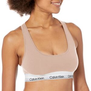 calvin klein women's modern cotton naturals unlined wireless bralette, cedar, medium