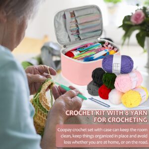 Coopay Crochet Kit for Beginners Adults Kids, Beginner Crochet Kit Make Variety Projects, Crochet Set Beginner Crochet Starter Kit Includes Yarn, Crochet Hooks, Bag, Book, Knitting & Crochet Supplies