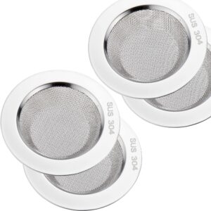 upgrade 304 stainless steel kitchen sink strainer, kitchen sink drain strainer, sink strainers with large wide rim 4.5" diameter for kitchen sinks (stainless steel 304) (2 pack)