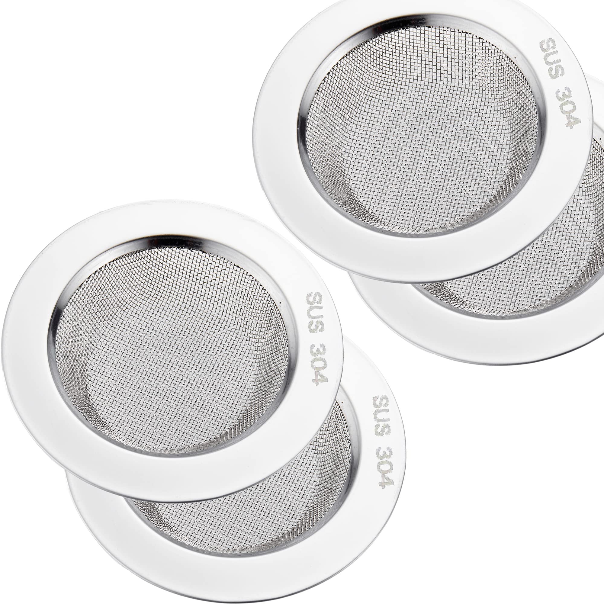 Upgrade 304 Stainless Steel Kitchen Sink Strainer, Kitchen Sink Drain Strainer, Sink Strainers with Large Wide Rim 4.5" Diameter for Kitchen Sinks (Stainless Steel 304) (2 PACK)