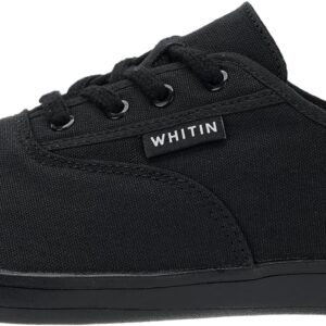 WHITIN Canvas Barefoot Sneakers for Men Wide Toe Box Minimalist Zero Drop Sole Shoes Minimus Extra Width Fit Size 11.5 12 Minimal Black 45