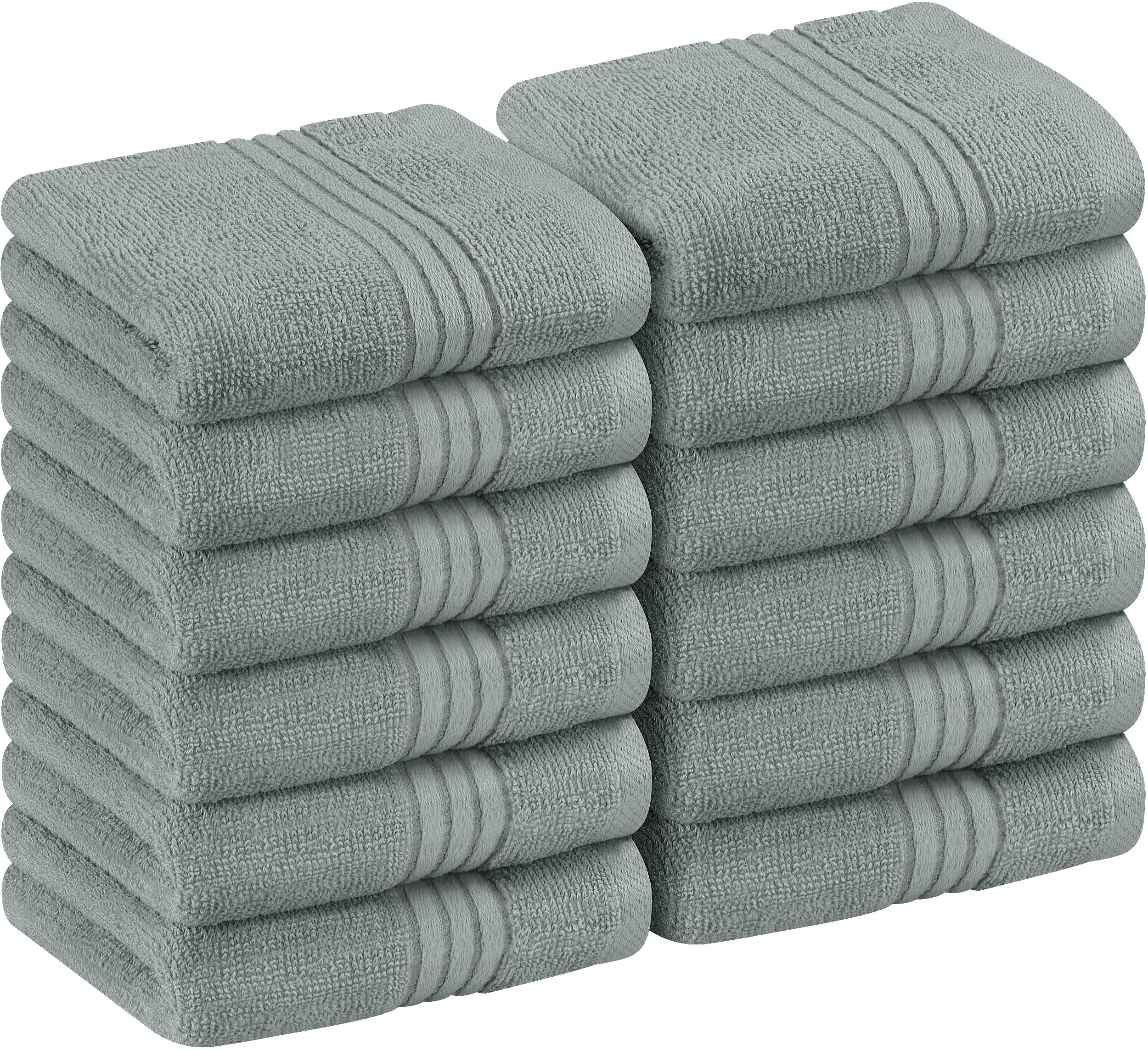 Utopia Towels 12 Pack Premium Wash Cloths Set (12 x 12 Inches) 100% Cotton Ring Spun, Highly Absorbent and Soft Feel Washcloths for Bathroom, Spa, Gym, and Face Towel (Cool Grey)