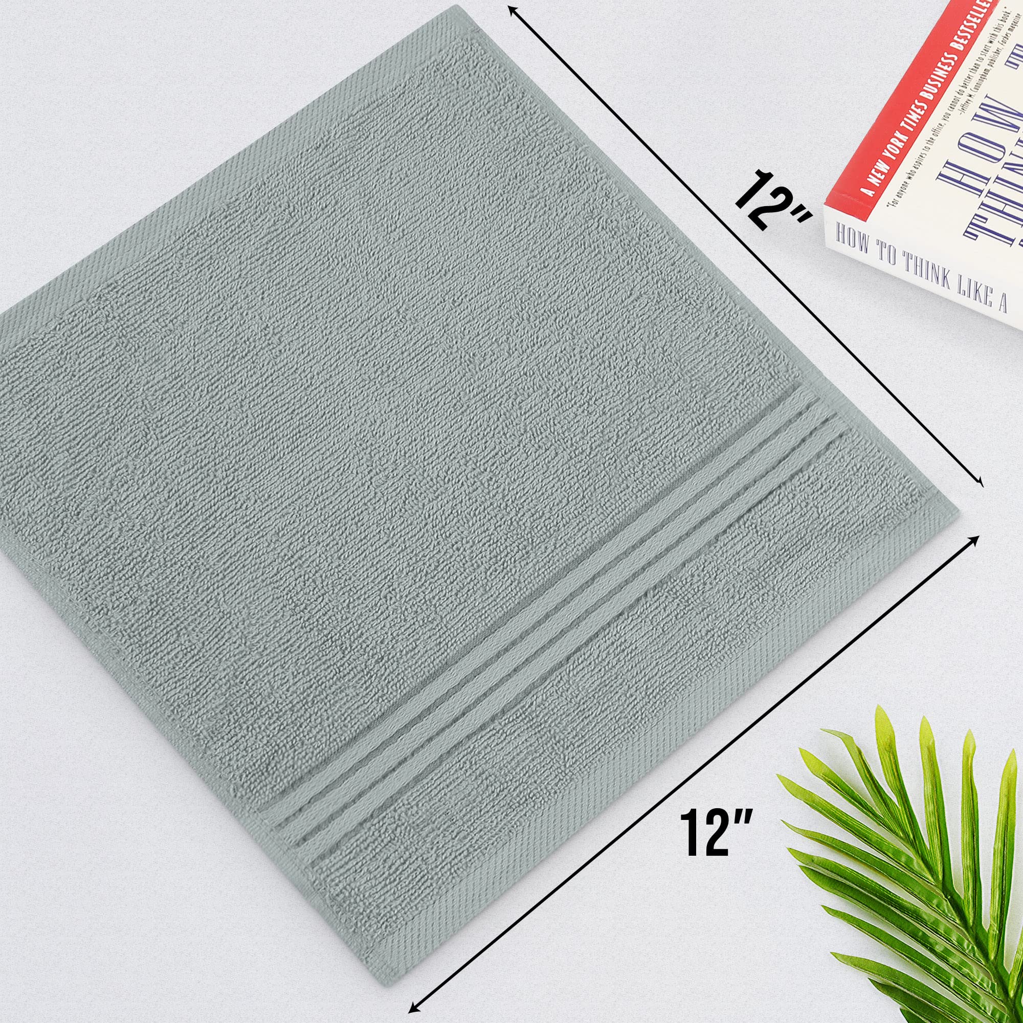 Utopia Towels 12 Pack Premium Wash Cloths Set (12 x 12 Inches) 100% Cotton Ring Spun, Highly Absorbent and Soft Feel Washcloths for Bathroom, Spa, Gym, and Face Towel (Cool Grey)