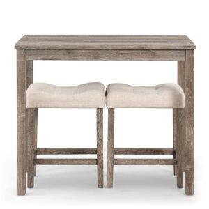 Roundhill Furniture Sora Wood 3-Piece Counter Height Dining Set, Taupe