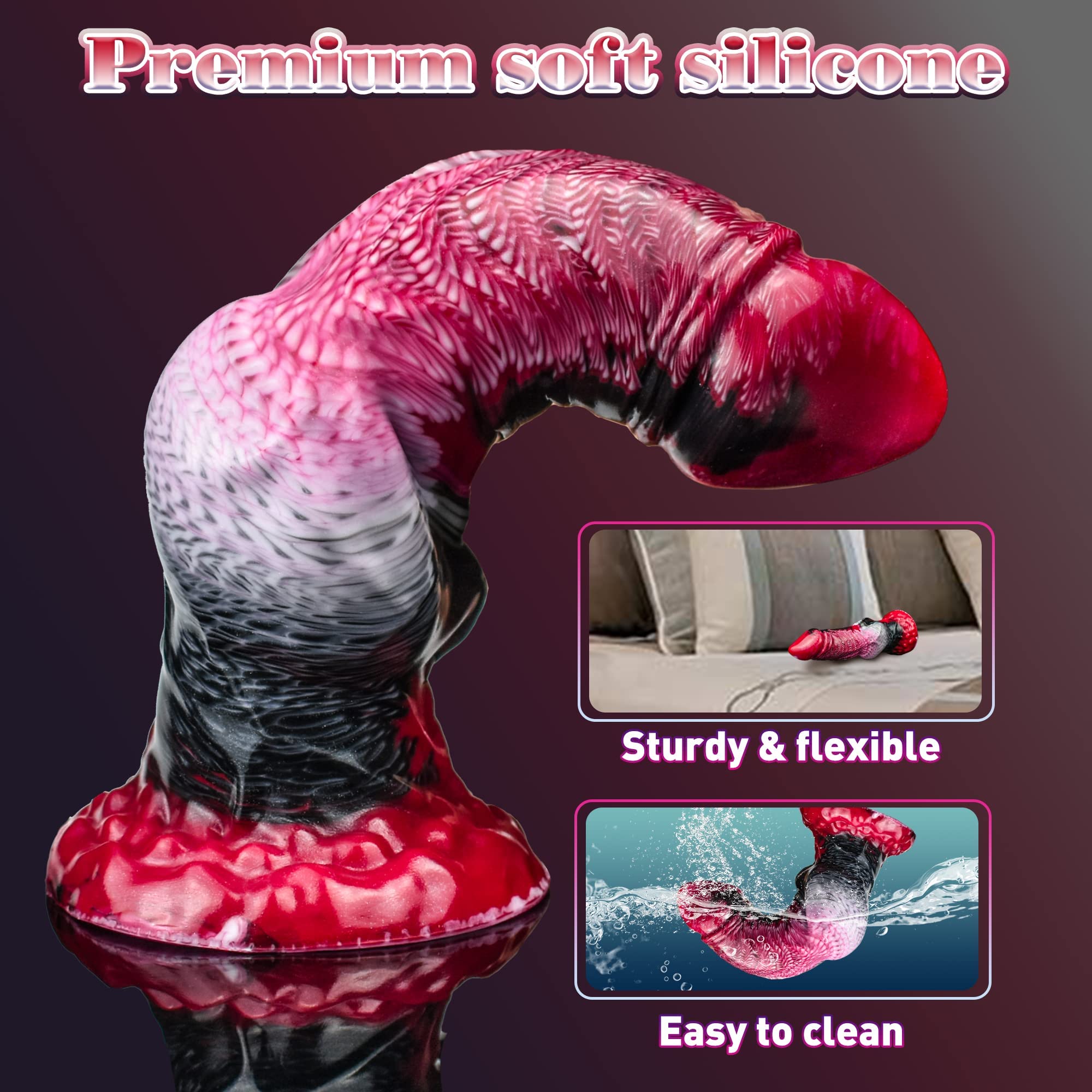 9" Animal Dildo Horse Aline Dildo XL Monster Dildo with Big Knot, Dragon Dildo Huge Anal Dildo with Strong Suction Cup, Knotted Dog Dildo Big Anal Toys for G & P Spot, Adult Toys for Women Men