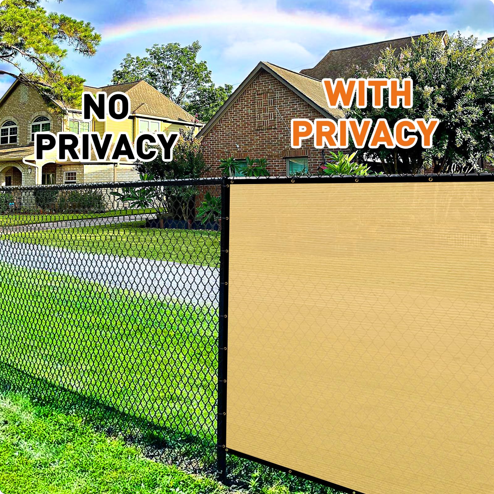 Cisvio 6ftx25ft Privacy Fence Screen Heavy Duty 170 GSM Windscreen & Dustproof Fabric Privacy Screen Covering Mesh Fencing for Outdoor Patio, Balcony, Pool Deck, Sand