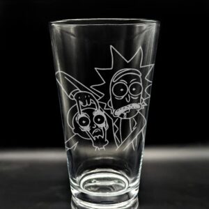 rick-&-morty engraved beer pint glass | inspired the classic tv show | great drinking gift idea!