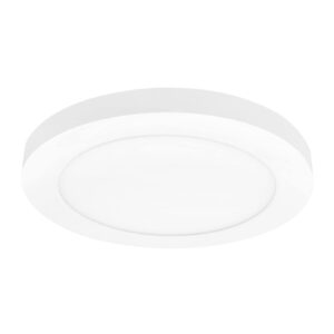 maxxima 9 in. led flush mount ceiling light fixture - 1500 lumens, 5 cct 2700k-5000k, round color selectable panel light, dimmable, recessed can or j-box install, suitable for bathroom or shower