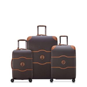 delsey paris chatelet air 2.0 hardside luggage with spinner wheels, chocolate brown, 3 piece set 19/24/28