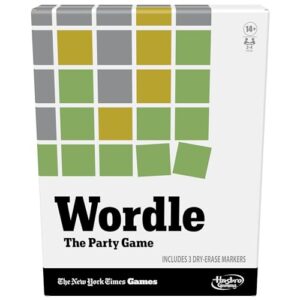 hasbro gaming wordle the party game for 2-4 players, official wordle board game inspired by new york times, games for ages 14+, word games