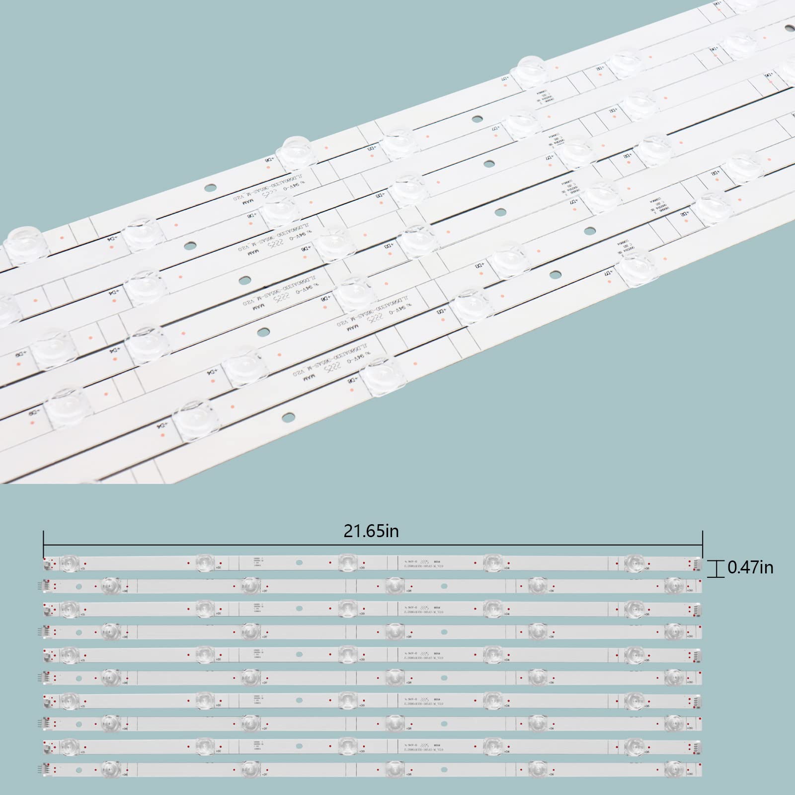 Tendodo (10pcs) LED Backlight Strips for Hisense 58-Inch TV JL.D580A1330-365AS-M_V02 58H6550E 58R6E H58A6100 H58AE6000 H58AE6100 H58AE6100UK HD580S1U02 HD580S1U91 HZ58A55