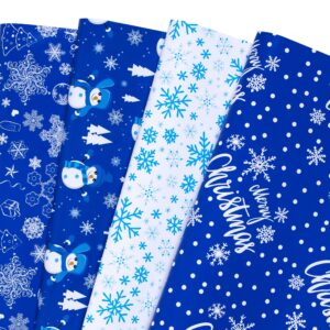 plandrichw christmas wrapping paper folded 12 sheets for kids boys girls man women,blue and white snowmen snowflakes merry christmas deer,image arts blue holiday wrapping paper each 20" x 29"