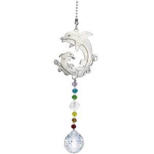 persofine window hanging suncatcher with crystal, dolphin crystal sun catcher hanging rainbow maker ornament for garden corridors and home decoration (dolphin)