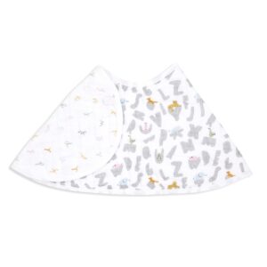 aden + anais essentials burpy bib, 100% cotton muslin, soft absorbent 4 layers, multi-use burp cloth and bib, 22.5" x 11", single, alphabet animals