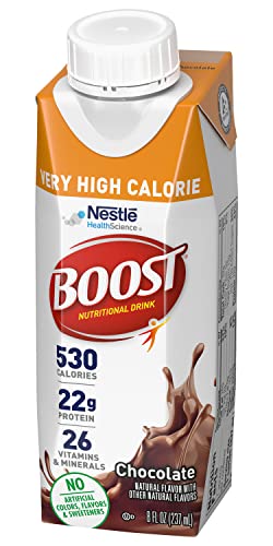 Boost Very High Calorie Nutritional Drink Chocolate Made with Natural Chocolate Flavor & No Artificial Flavors, Colors & Sweeteners, 8 FL OZ (Pack of 12)