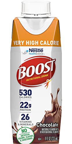 Boost Very High Calorie Nutritional Drink Chocolate Made with Natural Chocolate Flavor & No Artificial Flavors, Colors & Sweeteners, 8 FL OZ (Pack of 12)