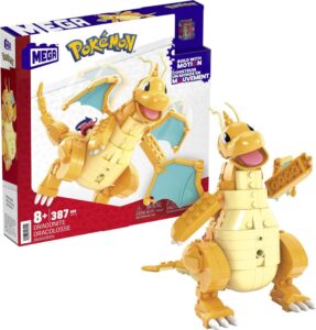 mega pokémon building toys set dragonite with 388 pieces, articulated and poseable with motion, 7 inches tall, for kids