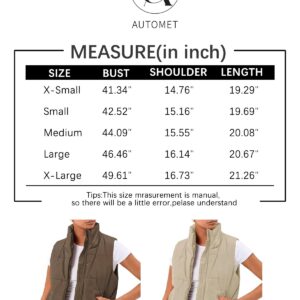 AUTOMET Fall Outfits Clothes Puffer Vest Women Sleeveless Winter Cropped Outerwear Warm Puffer Lightweight Stand-up Collar Down with Pockets 2024