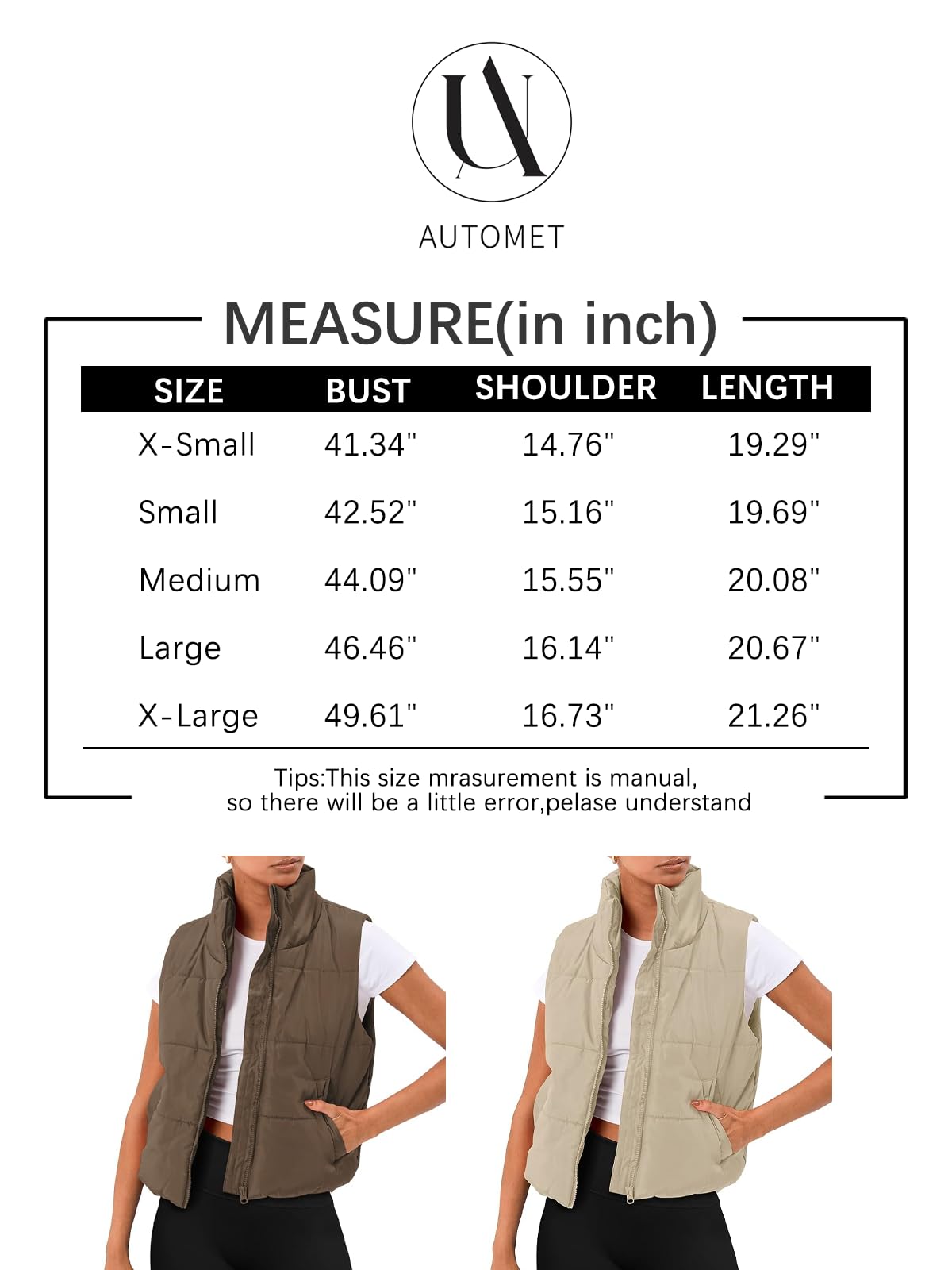 AUTOMET Fall Outfits Clothes Puffer Vest Women Sleeveless Winter Cropped Outerwear Warm Puffer Lightweight Stand-up Collar Down with Pockets 2024