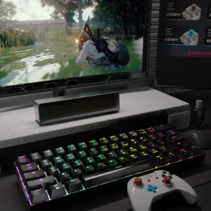 targeal 60% Mechanical Gaming Keyboard - 61 Keys Gateron Red Switch Quiet Office Computer Keyboard - Multi Color RGB Rainbow Led Backlit - Programmable for PC/Windows/Mac/Gamer - USB Wired - Black