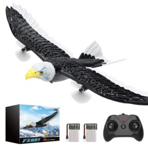 deerc rc plane, remote control eagle plane, rtf airplane, 2.4ghz 2ch flying bird with 2 batteries & propeller 6-axis gyro stabilizer, easy to fly for beginners adults kids boys