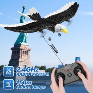 DEERC RC Plane, Remote Control Eagle Plane, RTF Airplane, 2.4GHZ 2CH Flying Bird with 2 Batteries & Propeller 6-axis Gyro Stabilizer, Easy to Fly for Beginners Adults Kids Boys