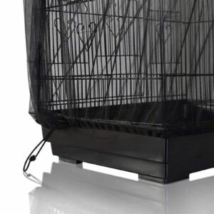 Bird Cage Seed Catcher, Large Airy Gauze Seeds Bird Cage Cover Guard Adjustable Bird Cage Cover Birdcage Seed Feather Catcher Universal Birdcage Parrot Bird Nylon Mesh Net Cover(XL-118x32 in, Black)