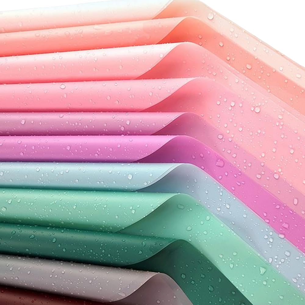 20 Pcs Double Sided Color Flower Wrapping Paper,Waterproof Valentine's Day Bouquet Wrapping Paper 23x23Inch Used for DIY Crafts, Gift Packaging, Flower Shop Bouquet Packaging (pink)