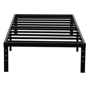 wulanos twin bed frames, heavy duty metal frames with steel slats support, no box spring needed, 16 inch high metal platform bed frames with storage, non-slip and noise-free, black