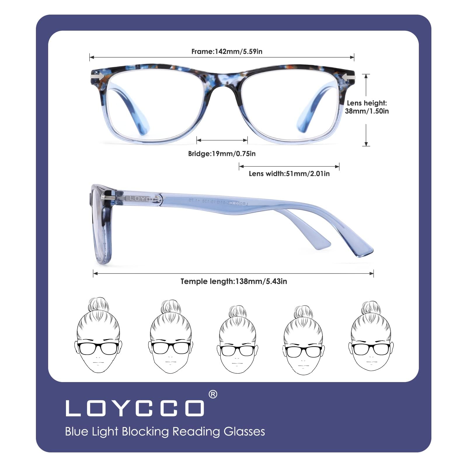 Loycco 4 Pack Computer Reading Glasses Blue Light Blocking Anti Eyestrain Flexible Lightweight Square Readers for Women Men