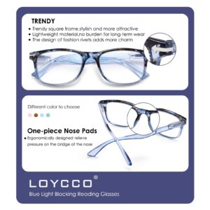 Loycco 4 Pack Computer Reading Glasses Blue Light Blocking Anti Eyestrain Flexible Lightweight Square Readers for Women Men