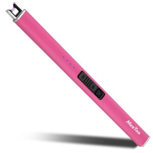 meetoo fluorescent lighter electric candle lighter rechargeable usb lighter plasma arc windproof grow in the dark for candle party (pink)