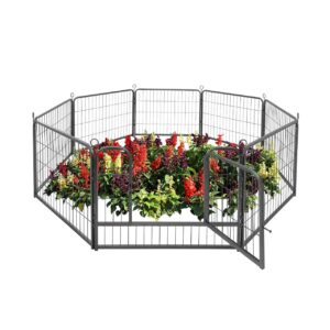 caphaus decorative garden fence, 24 inch x 21 ft heavy duty iron fencing landscape patio flower bed animal barrier border edging section, panel decor, folding wire fence for yard for dog outdoor