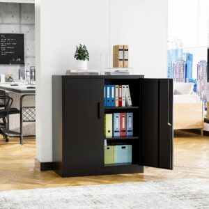 metal storage cabinet with 2 doors, lockable steel storage cabinet with 2 doors and adjustable shelves, steel lockable file cabinet, locking tool cabinets for office,home,garage