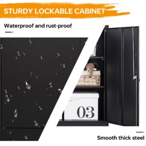 Metal Storage Cabinet with 2 Doors, Lockable Steel Storage Cabinet with 2 Doors and Adjustable Shelves, Steel Lockable File Cabinet, Locking Tool Cabinets for Office,Home,Garage