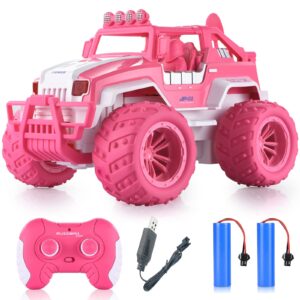 oiuoih remote control car for girls, 1:12 pink monster truck, with rechargeable battery, easy to use, 2.4ghz off road rc car toys for daughter granddaughter toddlers children