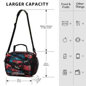 Dussdil Red Sport Speed Car Lunch Bags for Boys Kids Lunch Box Insulated Thermal Cooler Bag Reusable Organizer Tote Lunch Bag with Adjustable Shoulder Strap for Work Picnic Beach Sporting